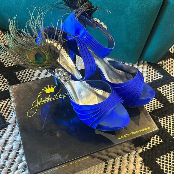 Johnathan Kayne | Shoes | Johnathan Kayne Royal Blue Peacock Heels Size ...